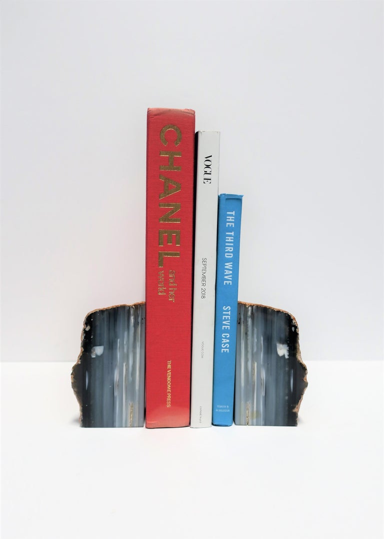 Blue and White Agate Onyx Marble Bookends, Pair For Sale at 1stDibs ...