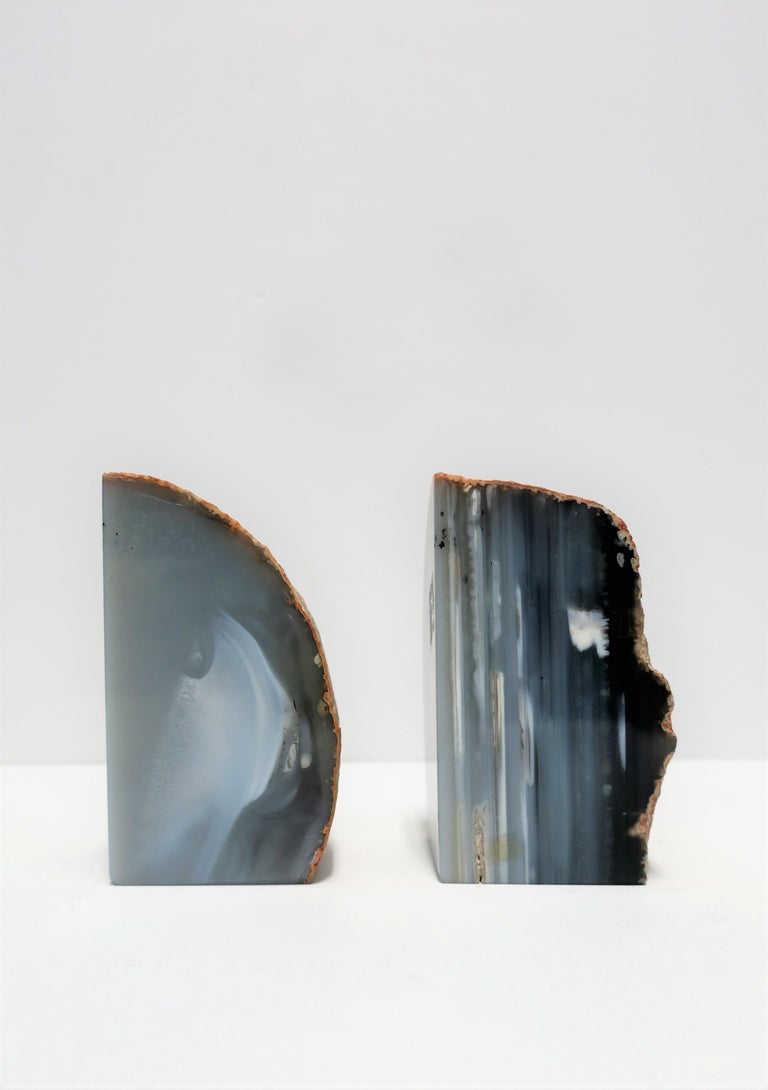 Blue and White Agate Onyx Marble Bookends, Pair For Sale at 1stDibs ...