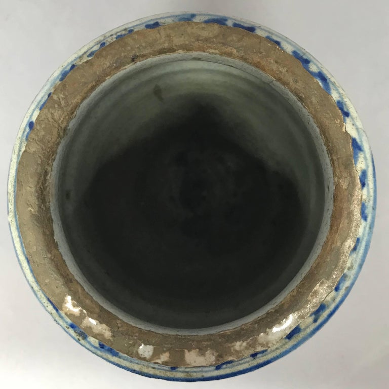 Blue and White Albarello Vase For Sale at 1stDibs