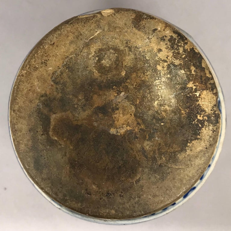 Blue and White Albarello Vase For Sale at 1stDibs