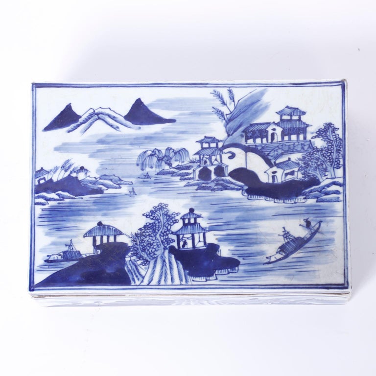 Blue and White Chinese Export Style Porcelain Box at 1stDibs | blue and ...