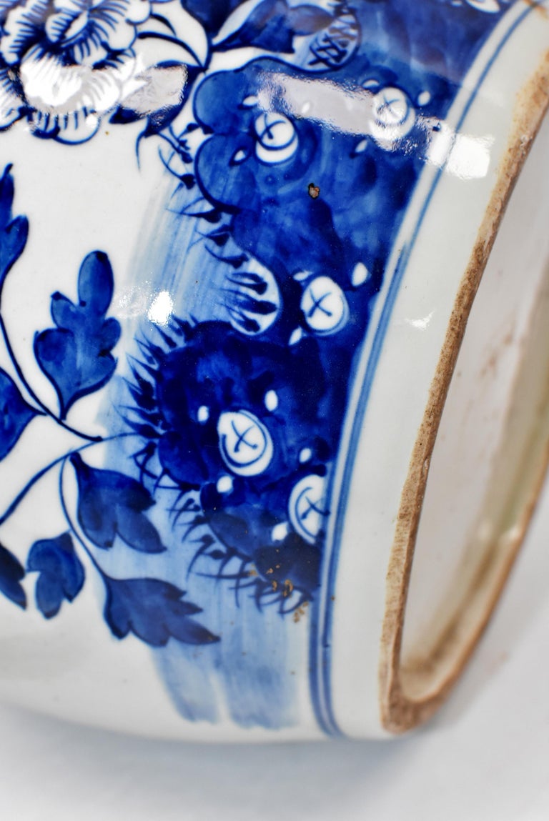 Blue and White Chinese Porcelain Jar, Bird and Peony at 1stDibs