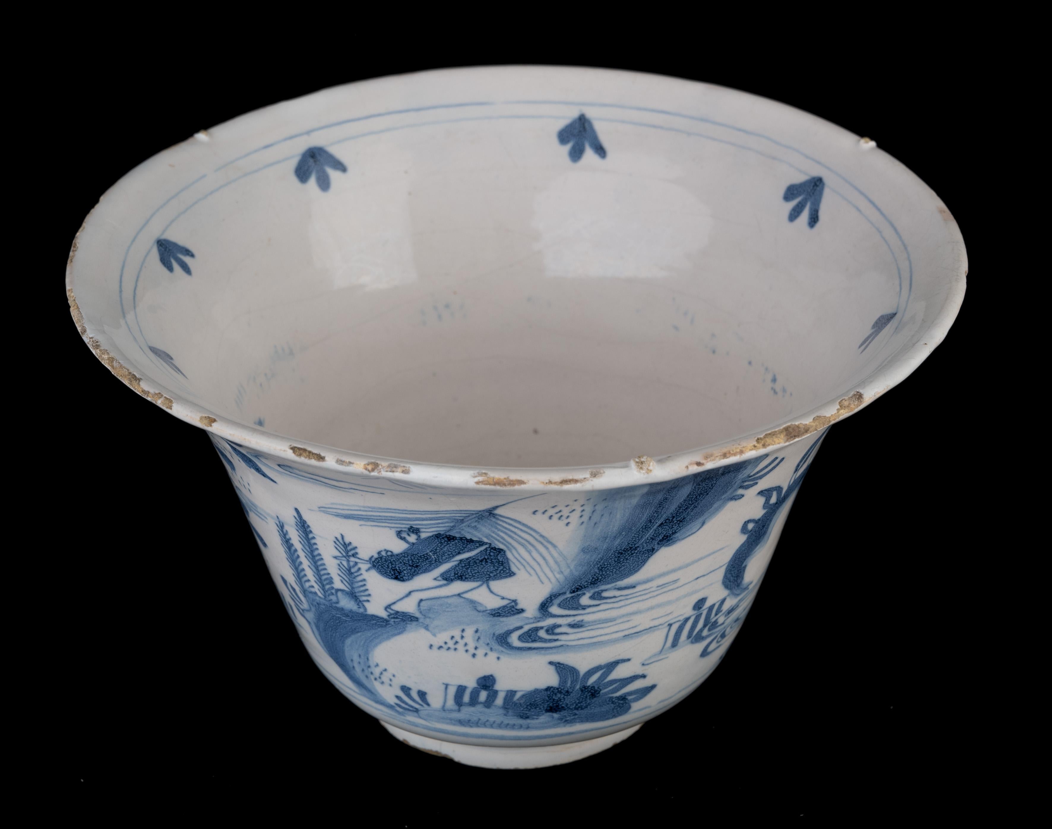 Blue and White Chinoiserie Bowl Delft, 1660-1680 For Sale at 1stDibs