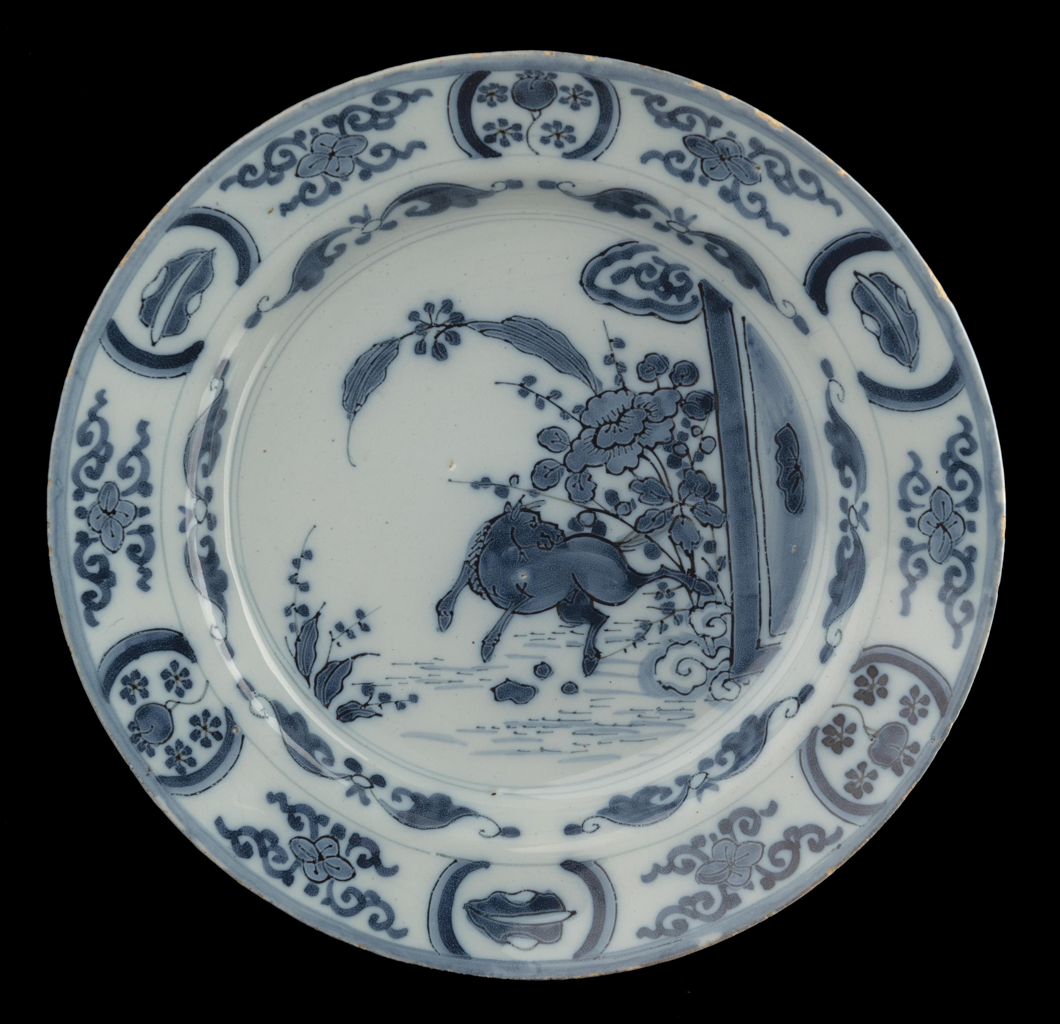 Blue and white chinoiserie plate Delft, circa 1690 For Sale at 1stDibs
