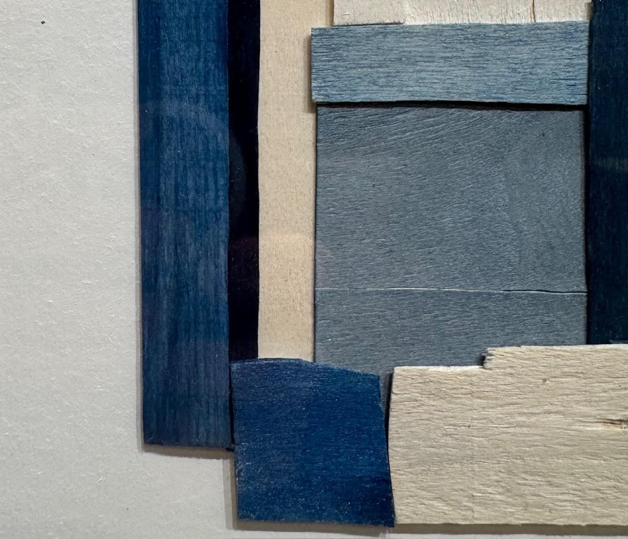 Blue And White Collage Of Painted Thin Slices Of Wood, Contemporary ...