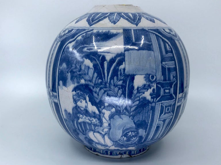 Blue and White Delft Chinoiserie Vase at 1stDibs