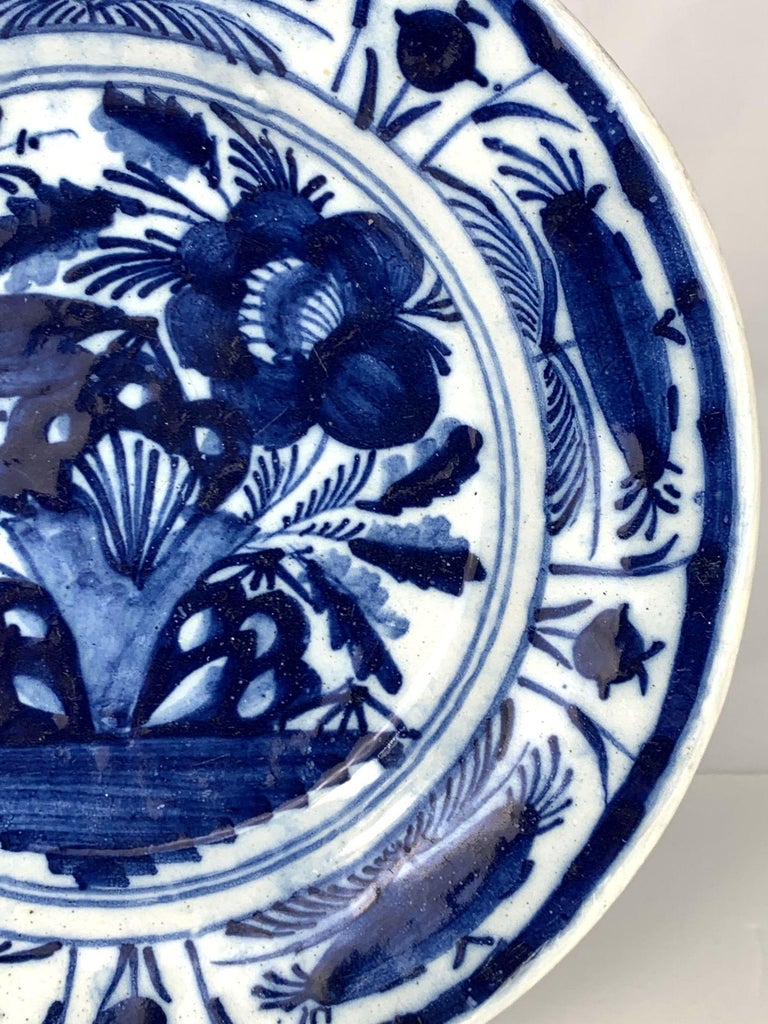 Blue and White Delft Plate Made Circa 1800 For Sale at 1stDibs