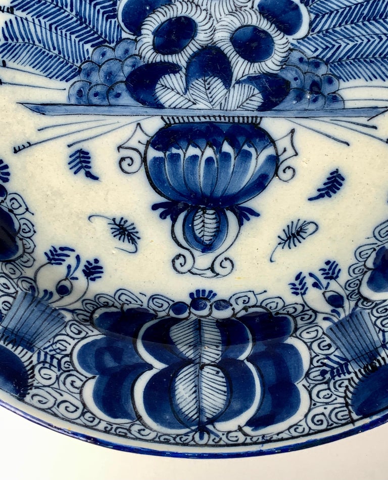 Blue and White Dutch Delft Charger Made, Circa 1780 at 1stDibs