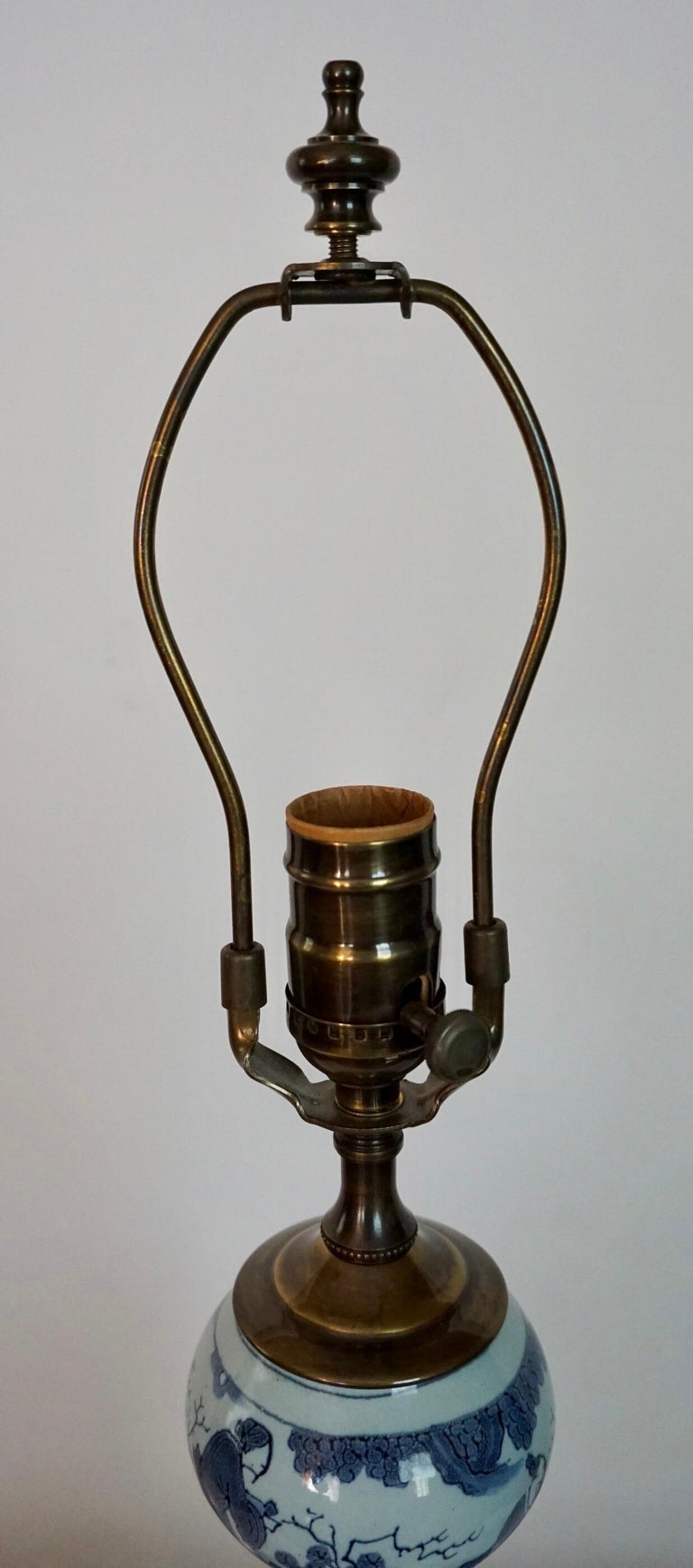 Blue and White Dutch Delft Garlic Neck Vase now Table Lamp, circa 1700 ...