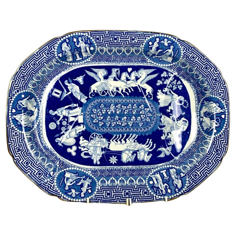 Blue and White Greekware Platter with Well and Tree by Herculaneum ...