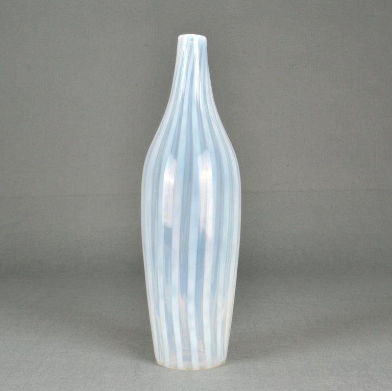 Blue and White Hand Blown Vases by Leerdam, 1960s For Sale at 1stDibs