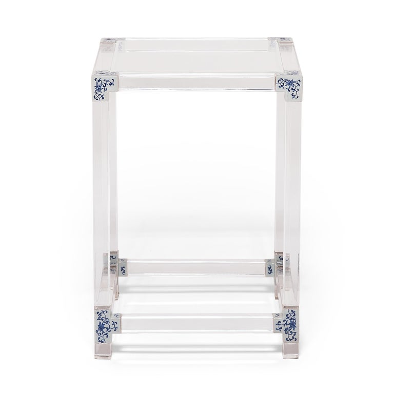 Blue and White Invisible Side Table by July Zhou at 1stDibs