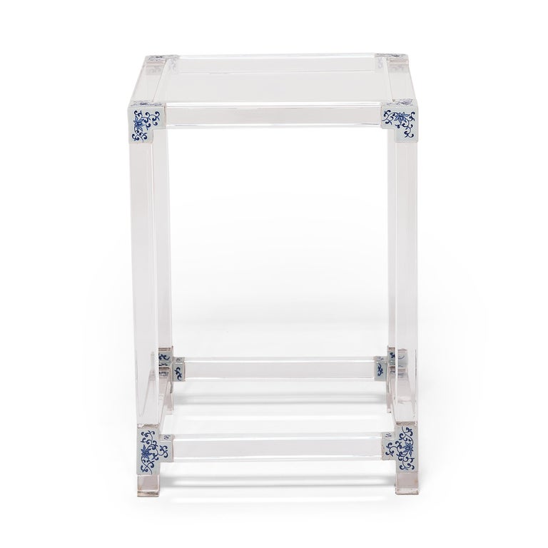 Blue and White Invisible Side Table by July Zhou at 1stDibs