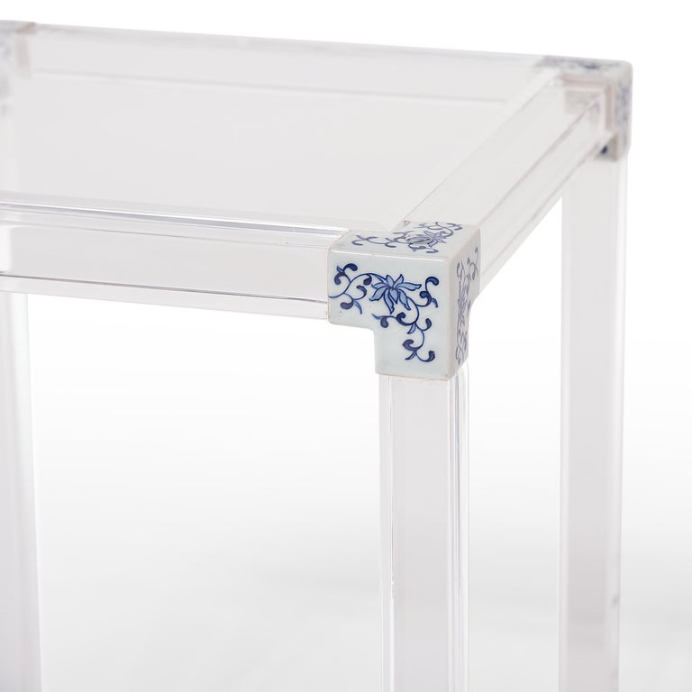 Blue and White Invisible Side Table by July Zhou at 1stDibs