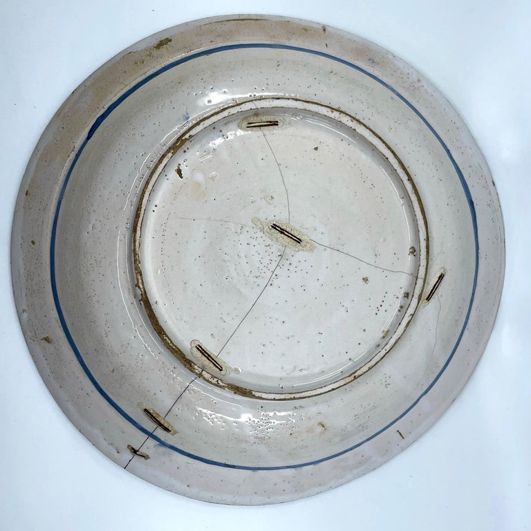 Blue and White Italian Plate For Sale at 1stDibs