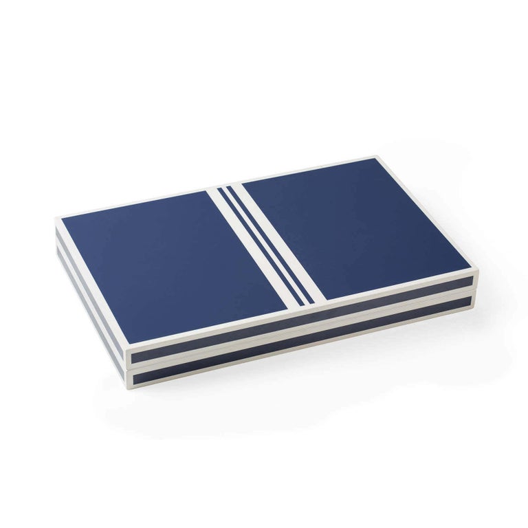Blue and White Lacquered Backgammon Game Set at 1stDibs