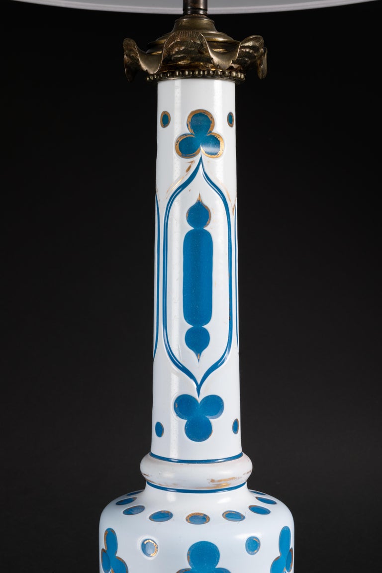 Blue and White Overlay Glass Lamp from the Iconic Store of Madeleine ...