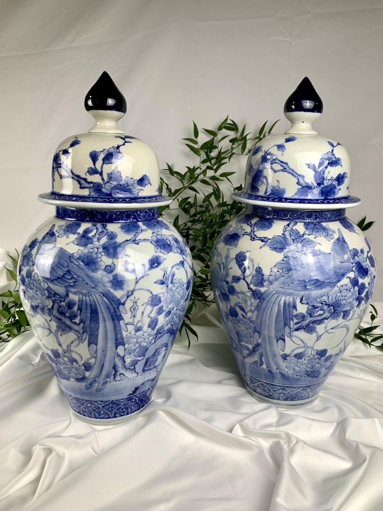 Pair Large Blue and White Jars Japan Meiji Period, Circa 1880 For Sale ...