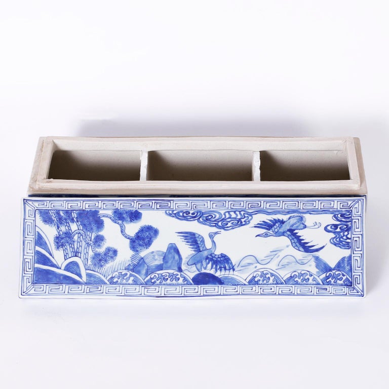 Blue and White Porcelain Box at 1stDibs
