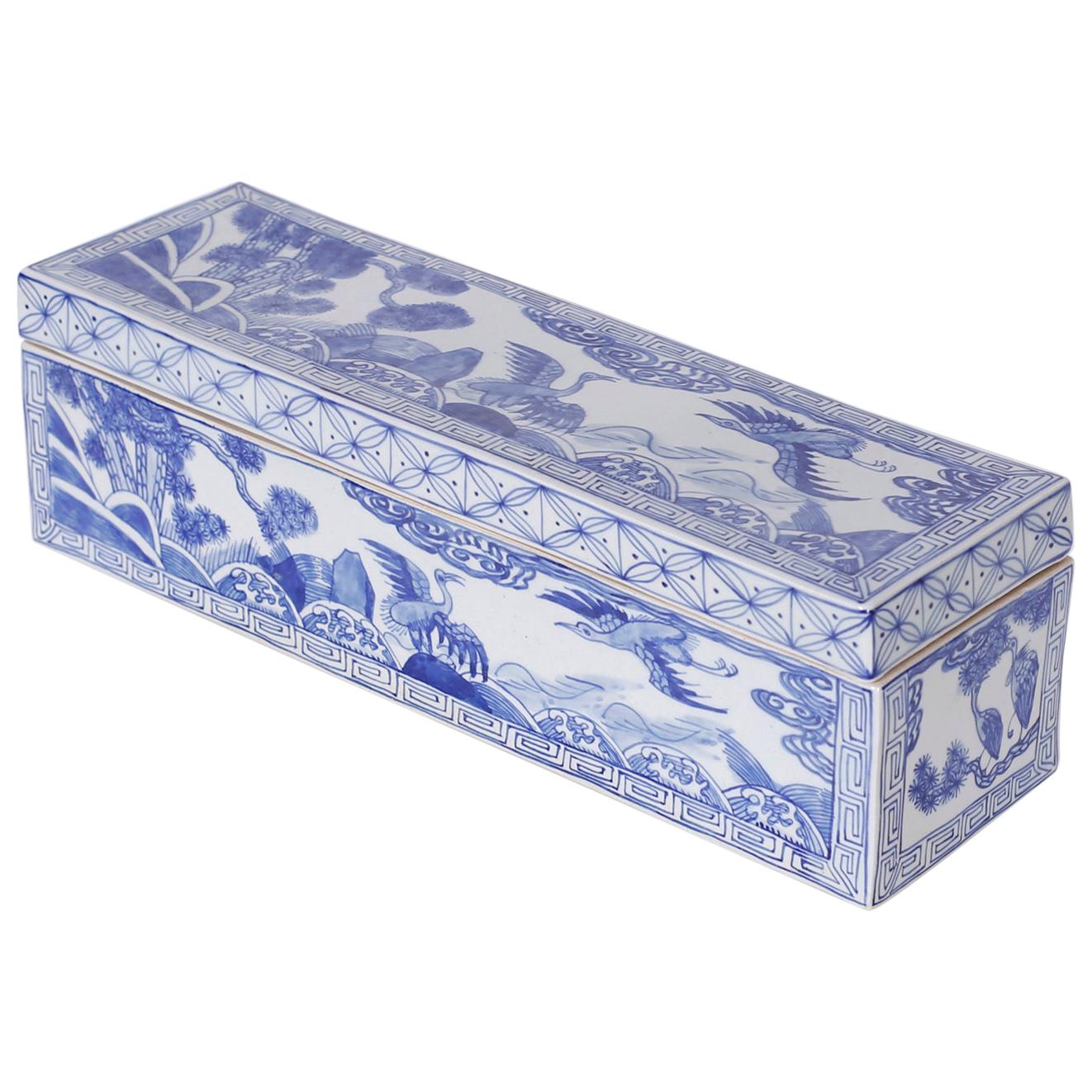 Blue and White Porcelain Box at 1stDibs