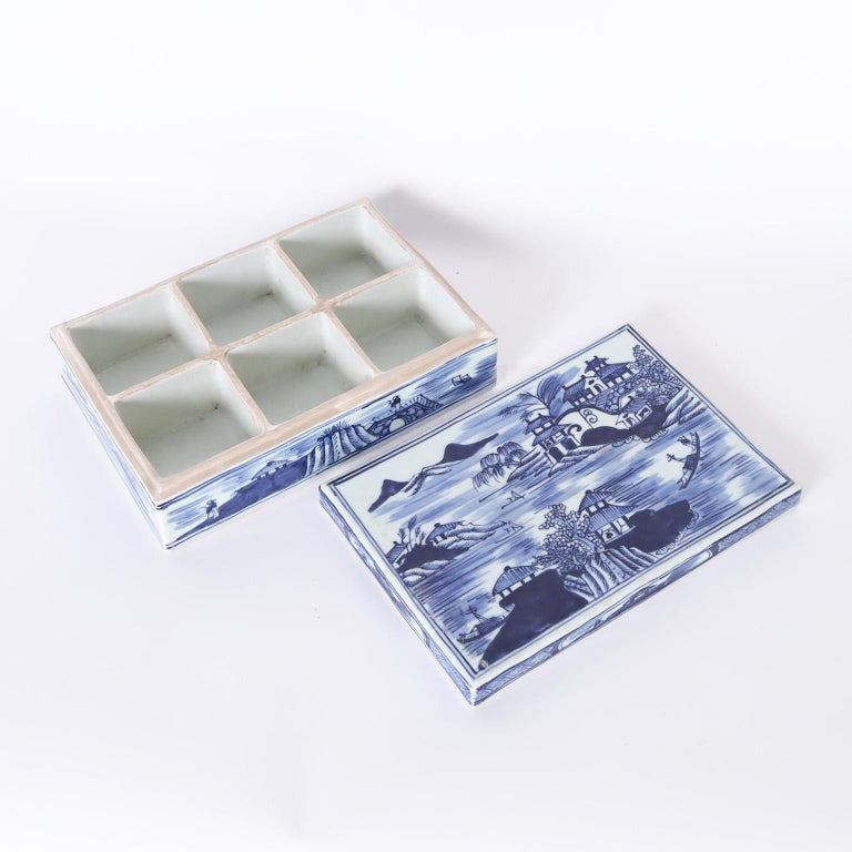 Blue and White Porcelain Lidded Box at 1stDibs | blue and white box