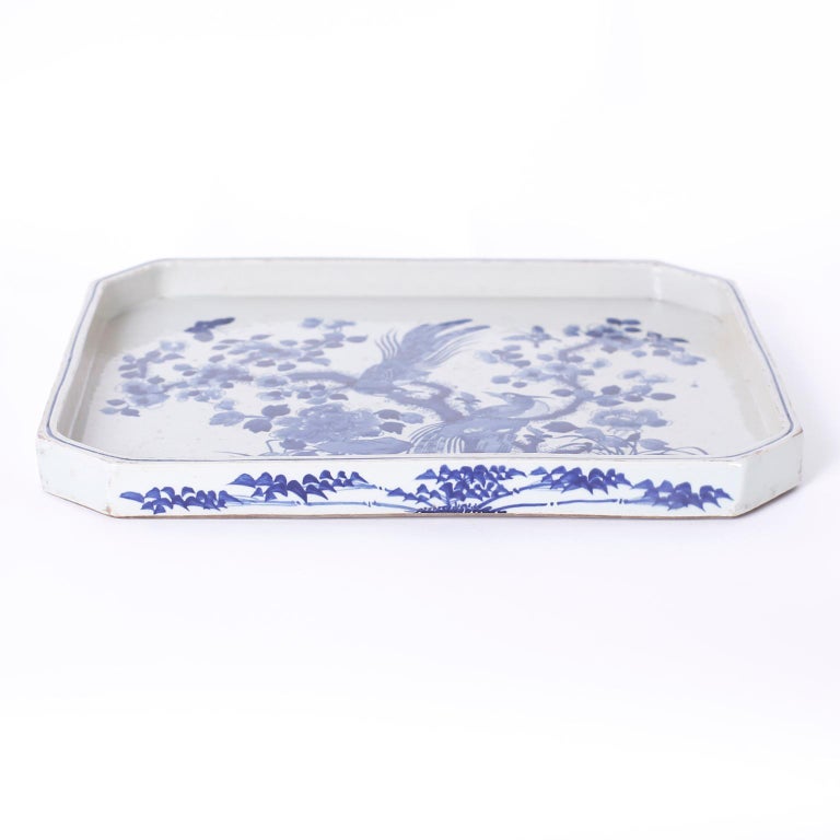 Blue and White Porcelain Tray at 1stDibs