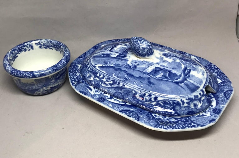 Blue and White Spode Covered Butter Dish at 1stDibs