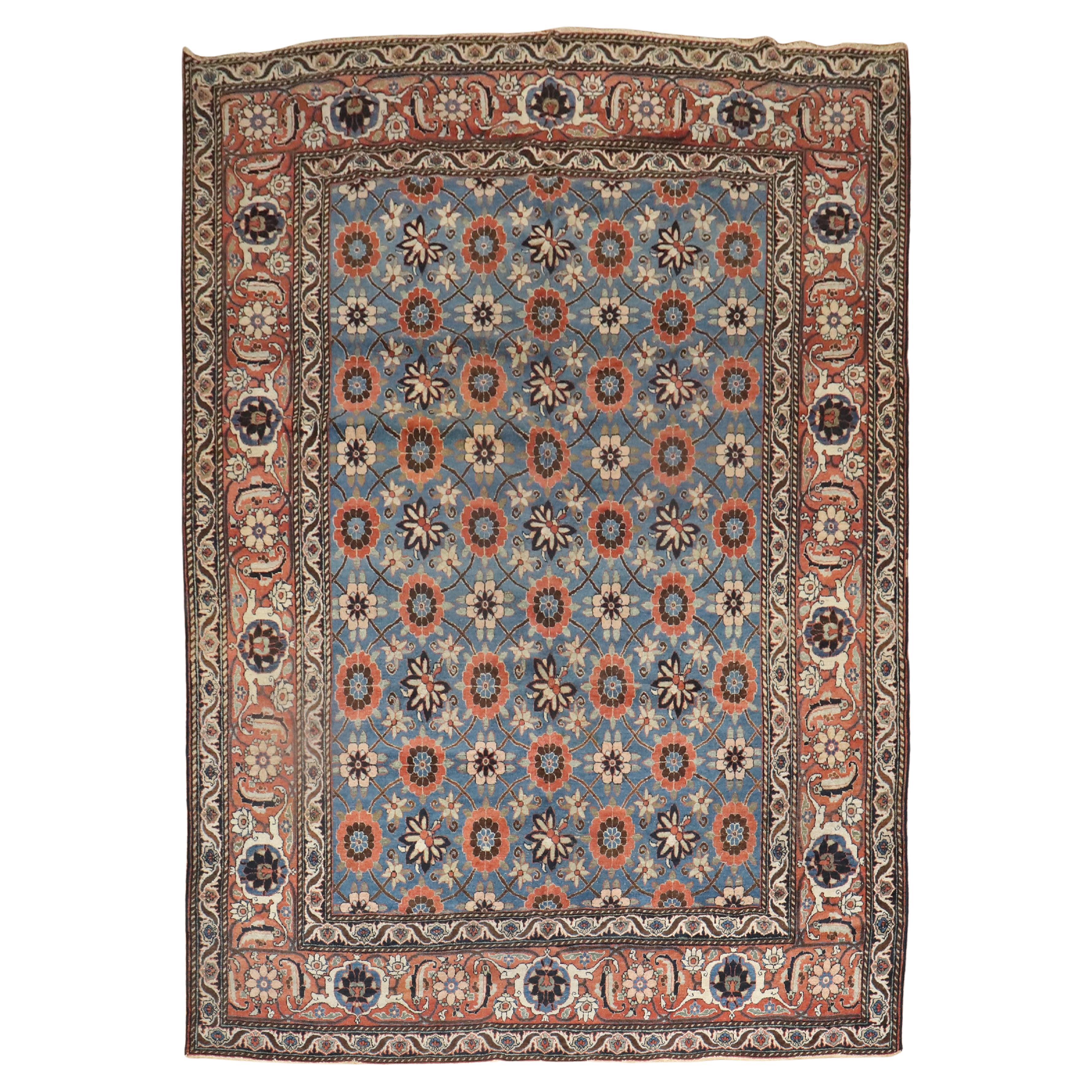 Persischer Teheran Antiker Teppich in schönem persischen Blau und ...