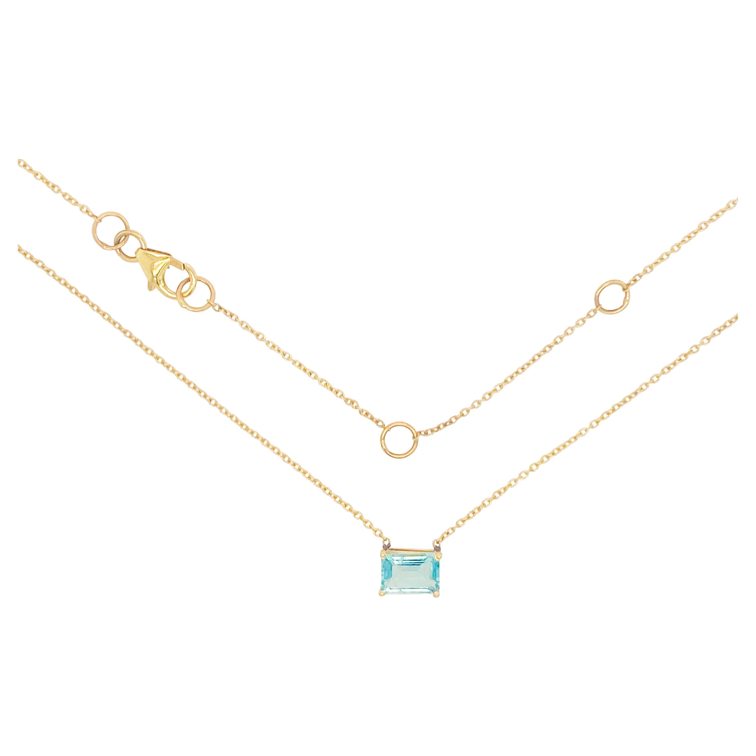 3.25ct 14K East to West Emerald, Emerald Cut Paperclip Chain Necklace ...
