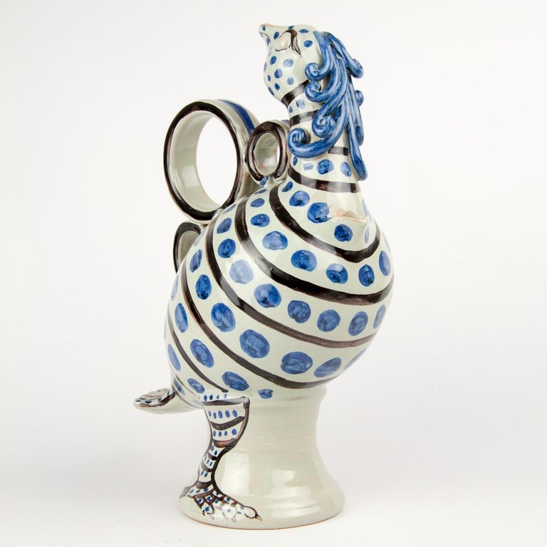 Blue Bird Ceramic Vase by Alessandro Iudici For Sale at 1stDibs