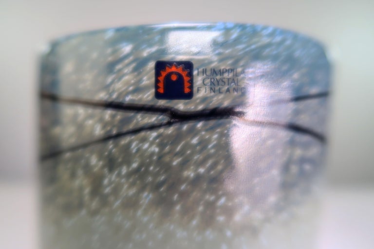 Blue, Black, Grey Finnish Modern Crystal Vase by Humppila Finland, 1987 ...