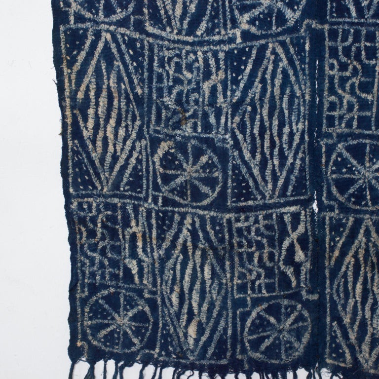 African Bamileke Ndop Indigo Handwoven Cloth Ceremonial Tapestry Wall ...