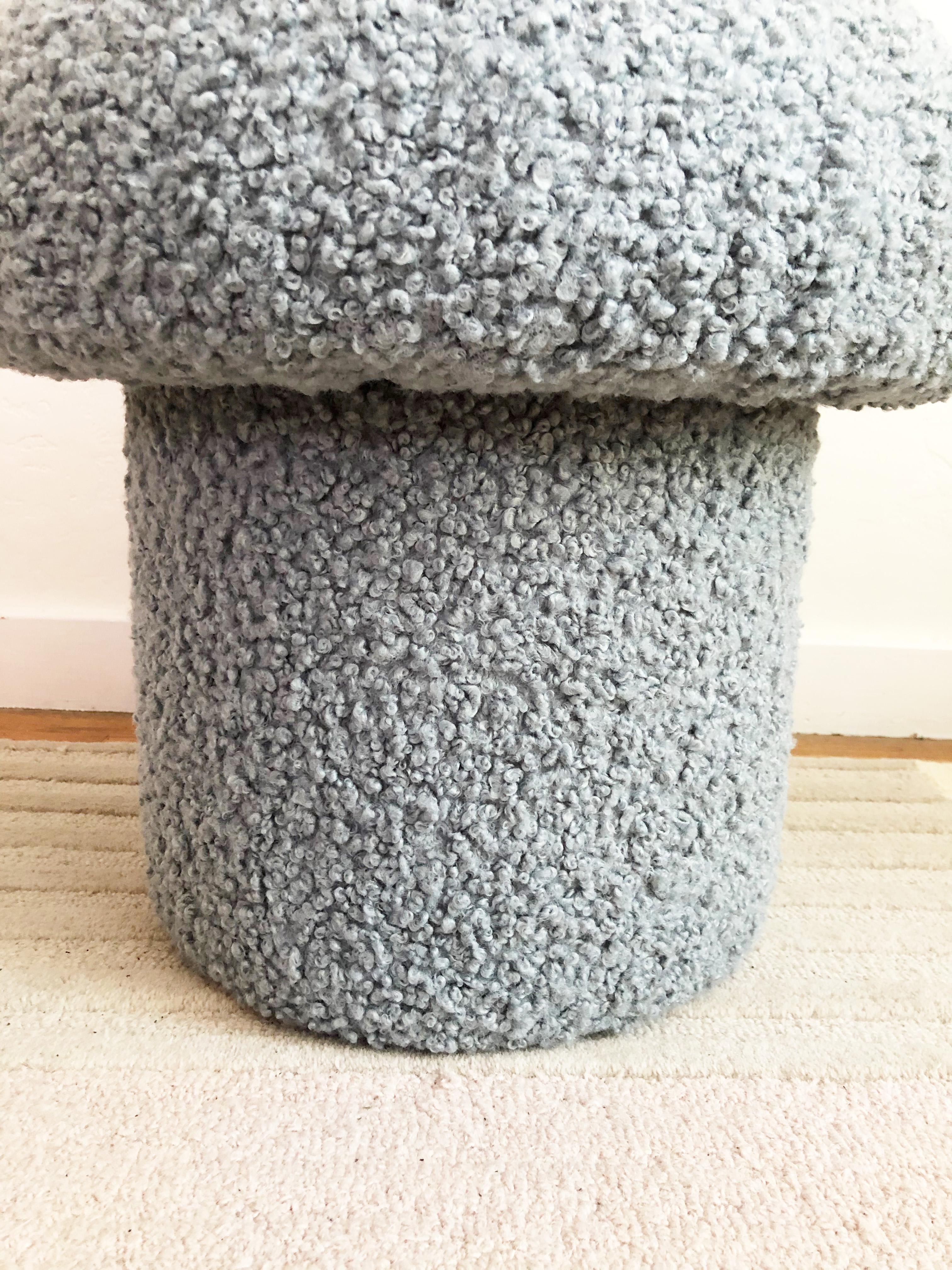 Blue Boucle Mushroom Ottoman at 1stDibs