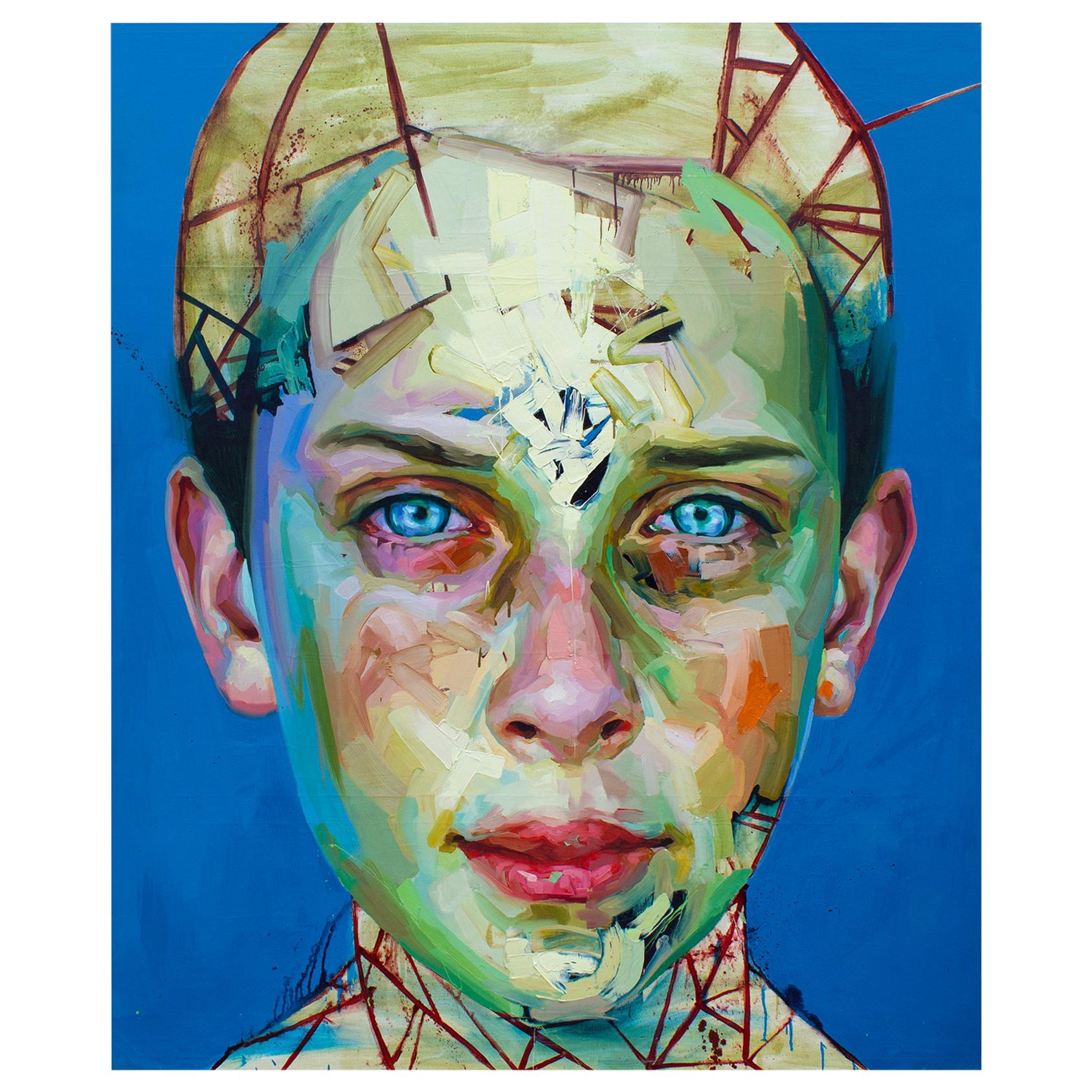 Justin Bower Abstract Oil Painting on Canvas 'Blue Boy 2' For Sale at ...