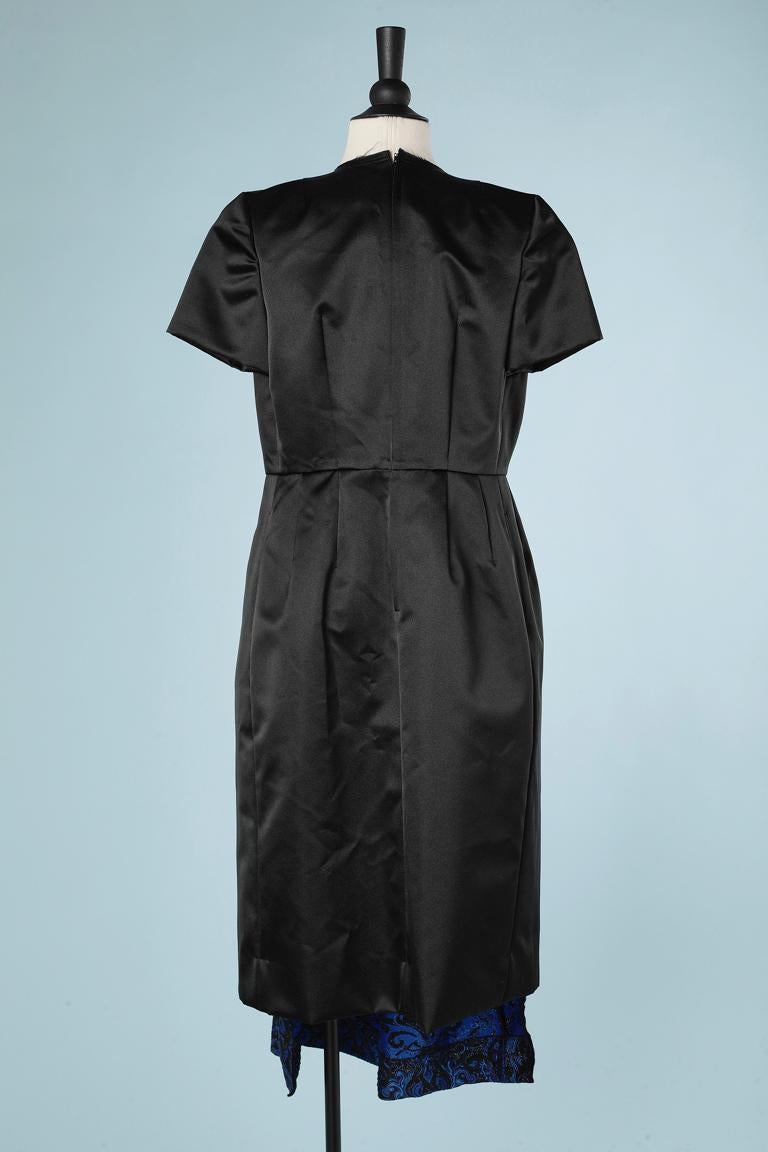 Blue brocade and black satin "Trompe l'oeil" dress Comme des Garçons ...