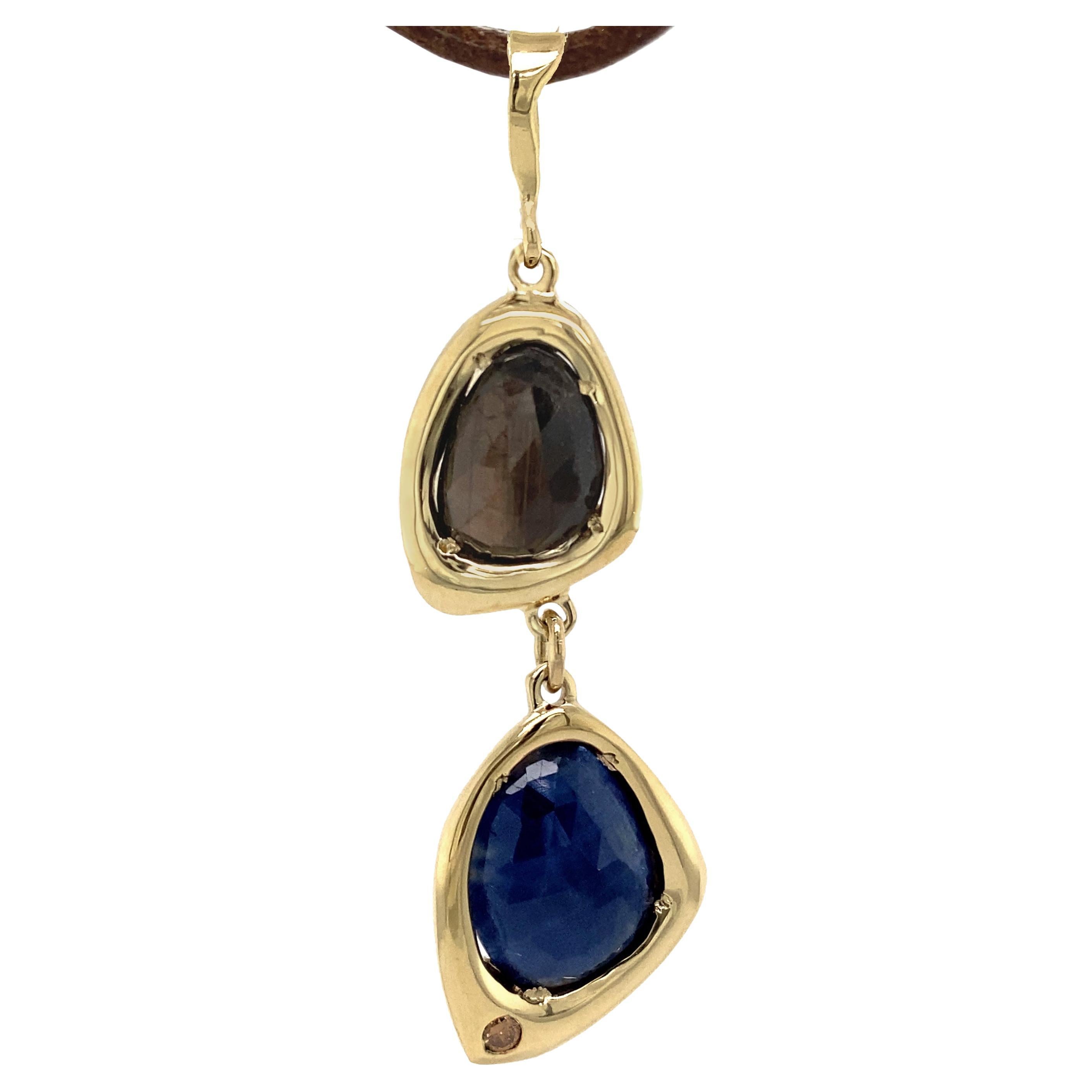 Rough Citrine Crystal Prism Pendant in 18 Karat Gold with Diamond ...