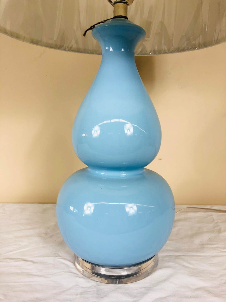 Blue Bubble Glass Table Lamp For Sale at 1stDibs