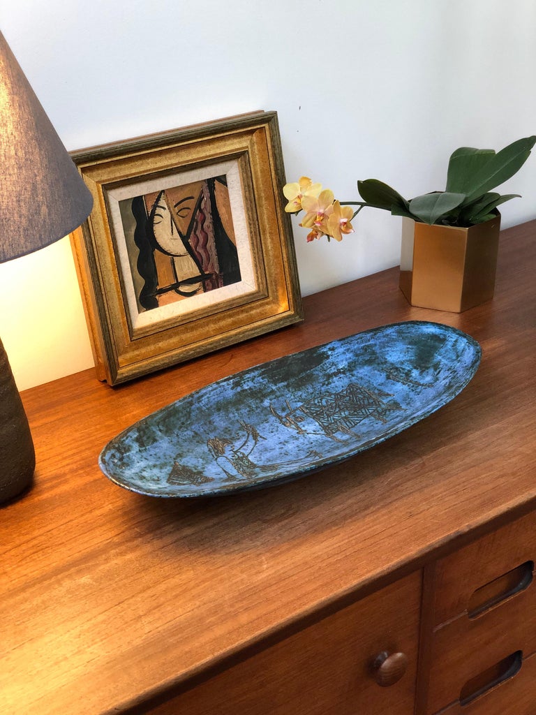 Blue Ceramic Decorative Tray by Jacques Blin, circa 1950s at 1stDibs ...
