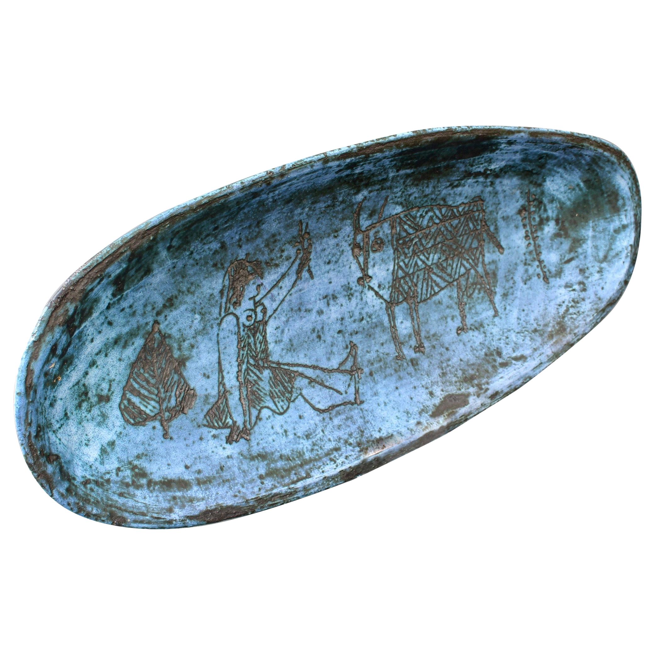 Blue Ceramic Decorative Tray by Jacques Blin, circa 1950s at 1stDibs ...