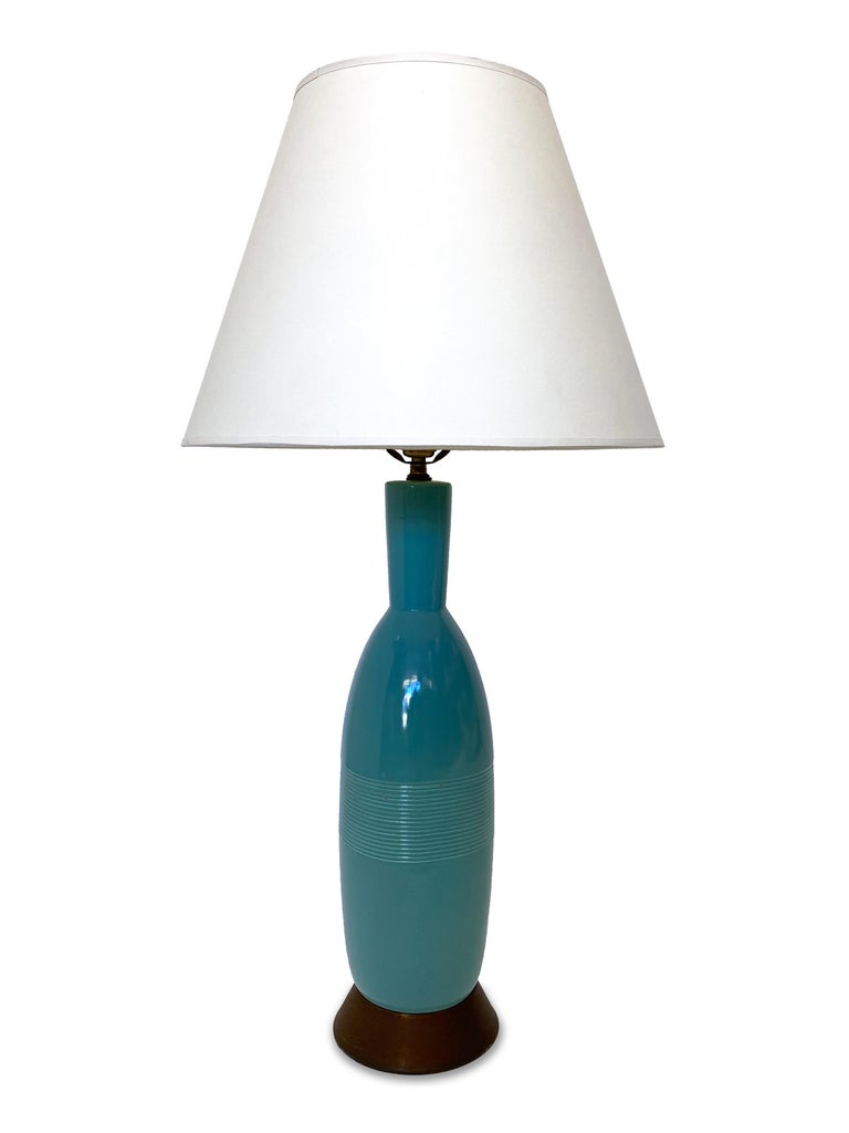 Blue Ceramic Lamp For Sale at 1stDibs