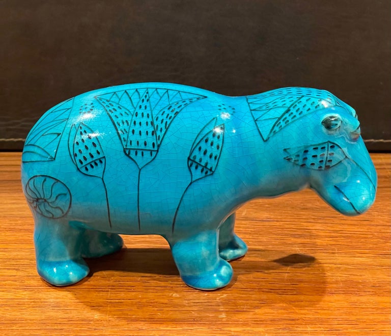 Blue Ceramic "William the Hippo" Sculpture by Metropolitan Museum at ...
