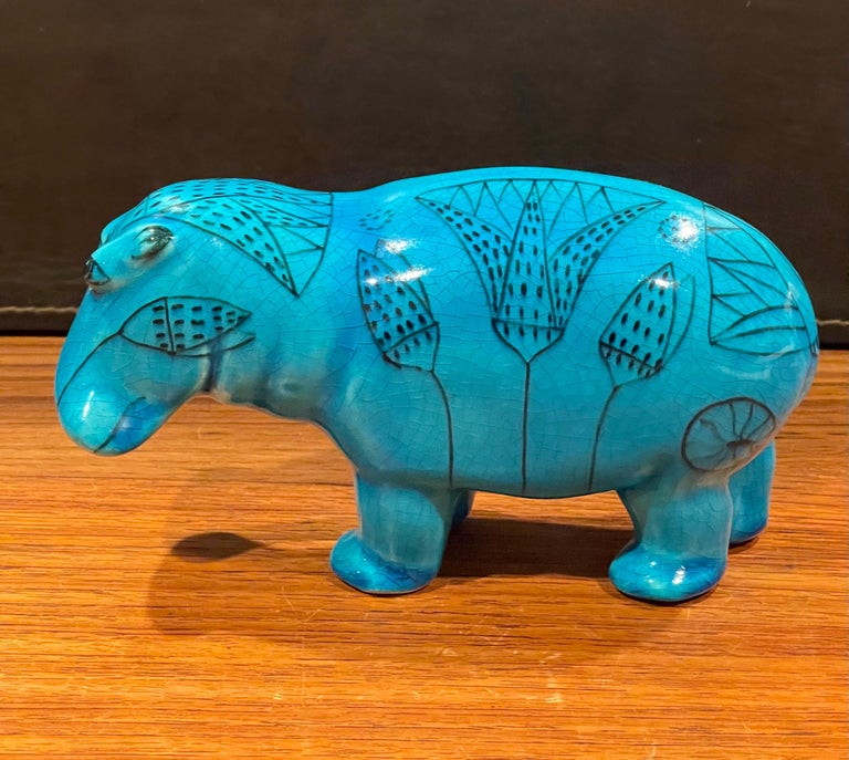 Blue Ceramic "William the Hippo" Sculpture by Metropolitan Museum at ...