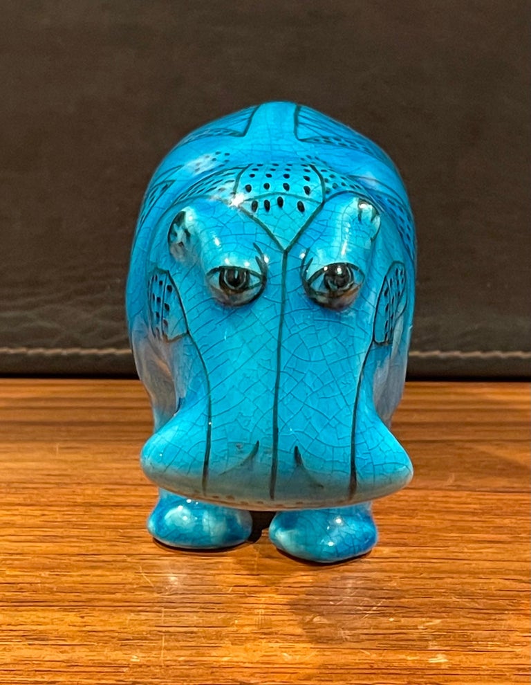 Blue Ceramic "William the Hippo" Sculpture by Metropolitan Museum at ...