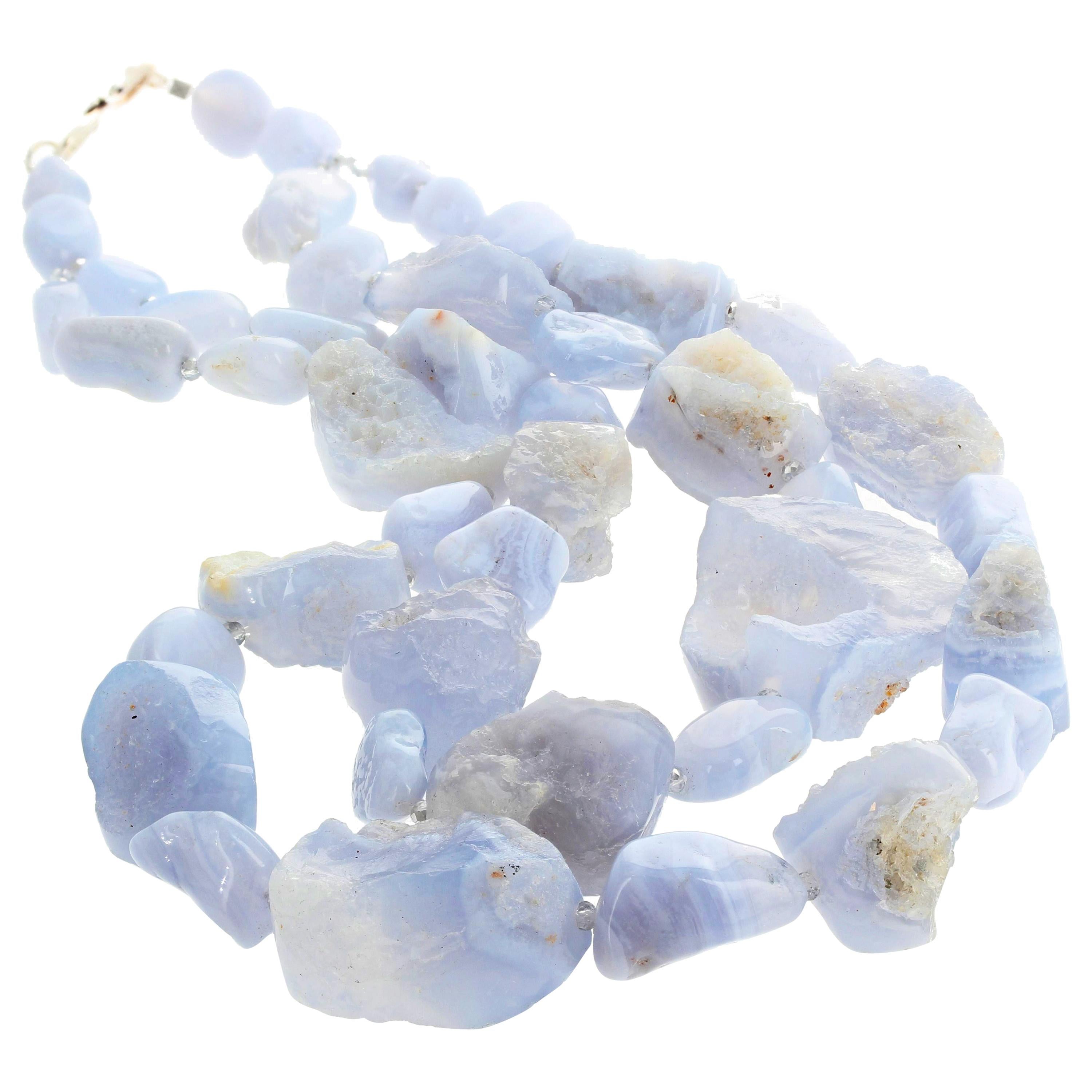 Gemjunky Natural Blue Chalcedony Polished Rock and Crystal Double ...