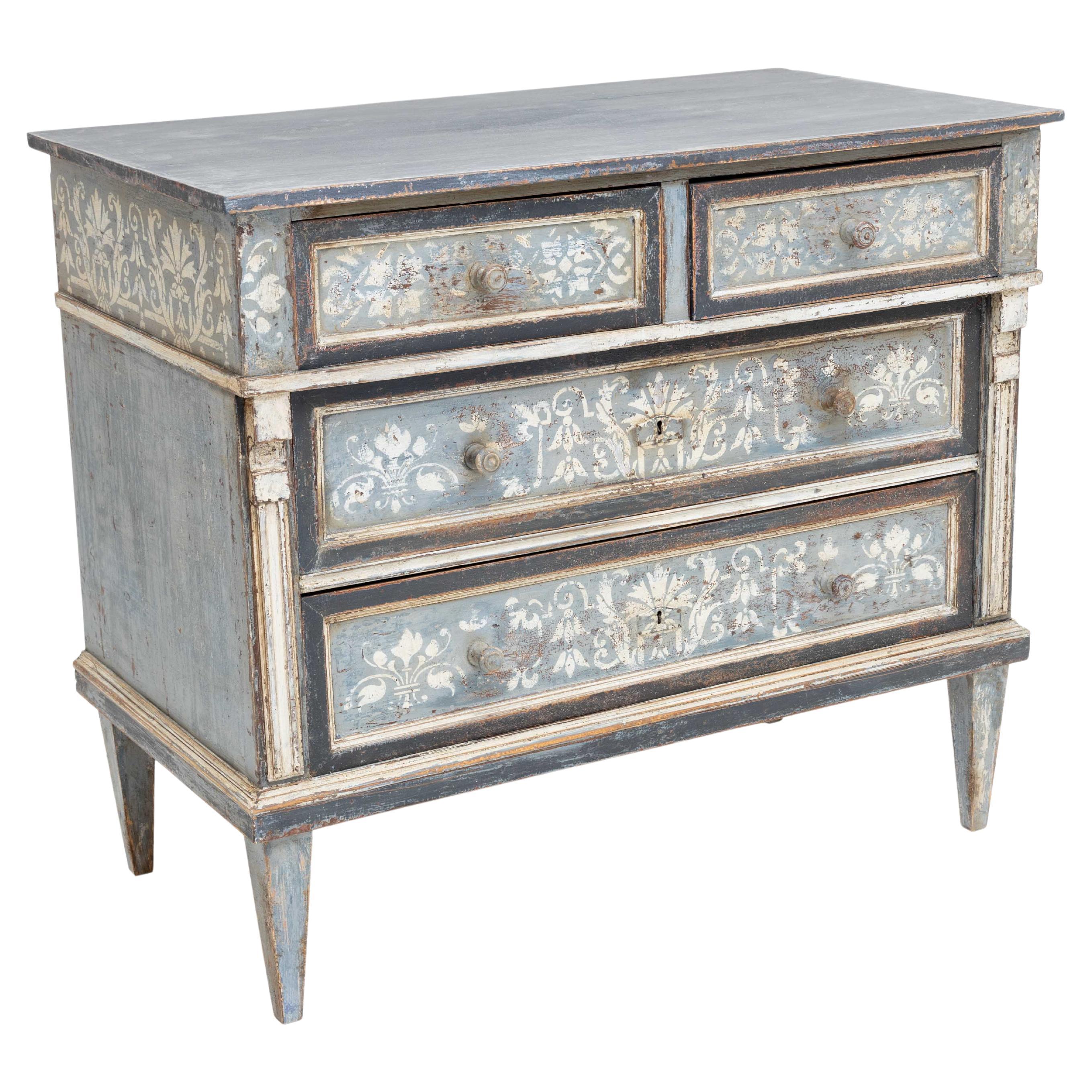 Blue Chest of Drawers, 19th Century For Sale at 1stDibs