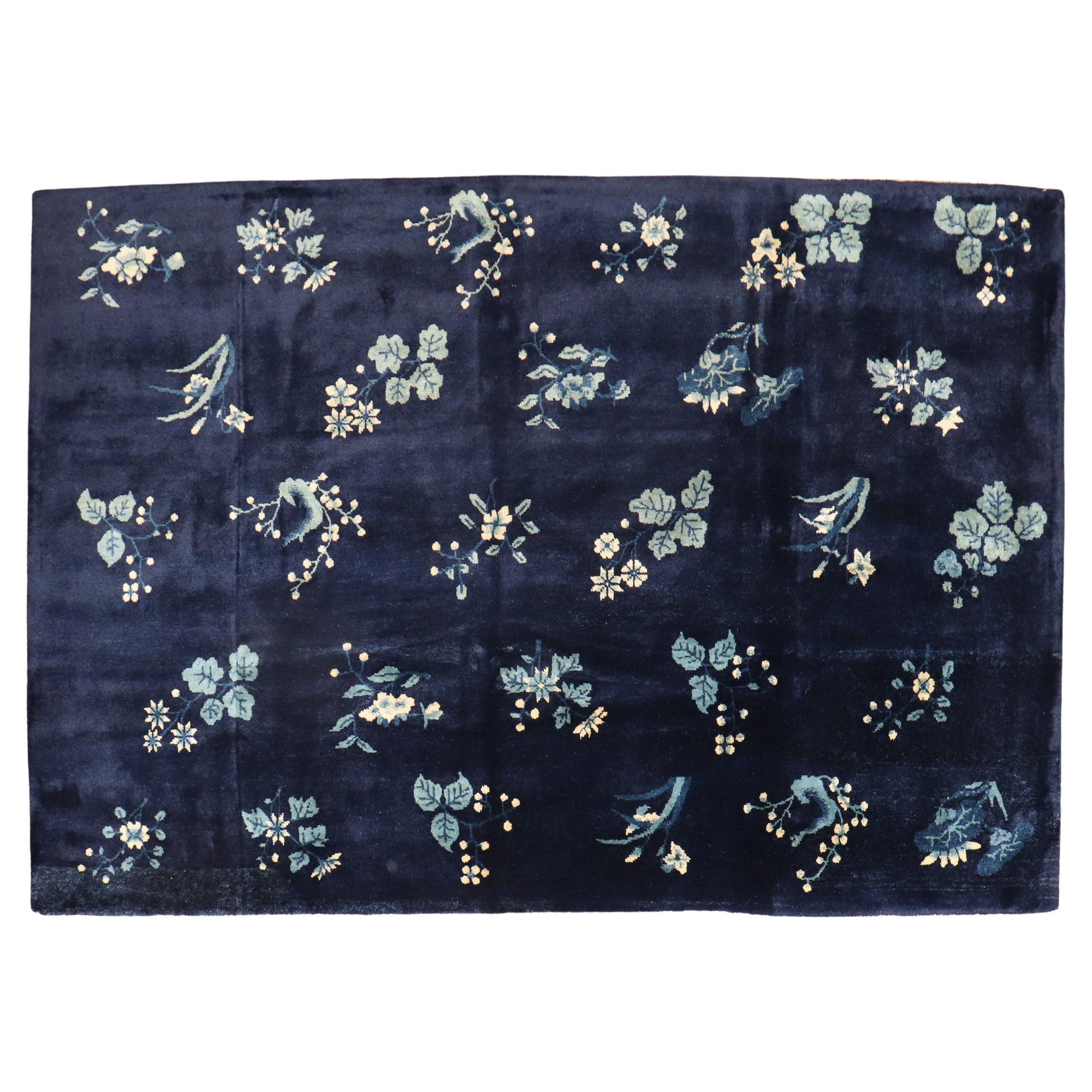 Chinese Blue and White Rug at 1stDibs