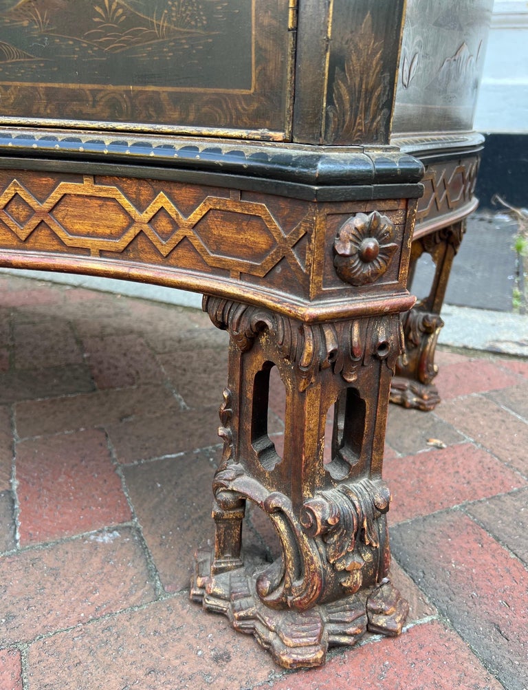 Blue Chinoiserie Cabinet on Chinese Chippendale Feet 'Potential Vanity ...