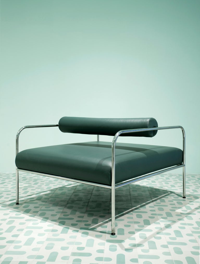 Blue Chrome Vinyl Shiro Chair, Kuramata Tribute, Ideal for Waiting ...