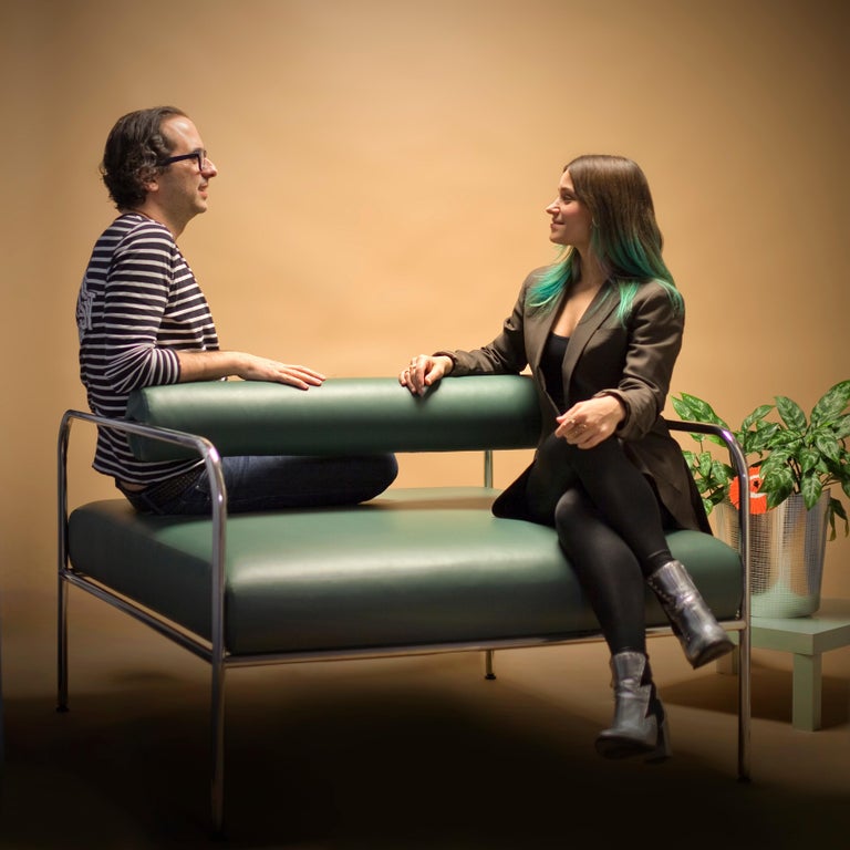 Blue Chrome Vinyl Shiro Chair, Kuramata Tribute, Ideal for Waiting ...