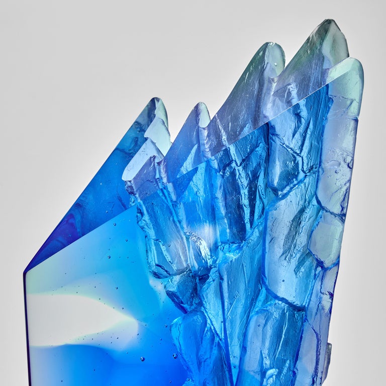 Blue Cliff, a Unique Blue, Aqua and Clear Glass Sculpture by Crispian ...